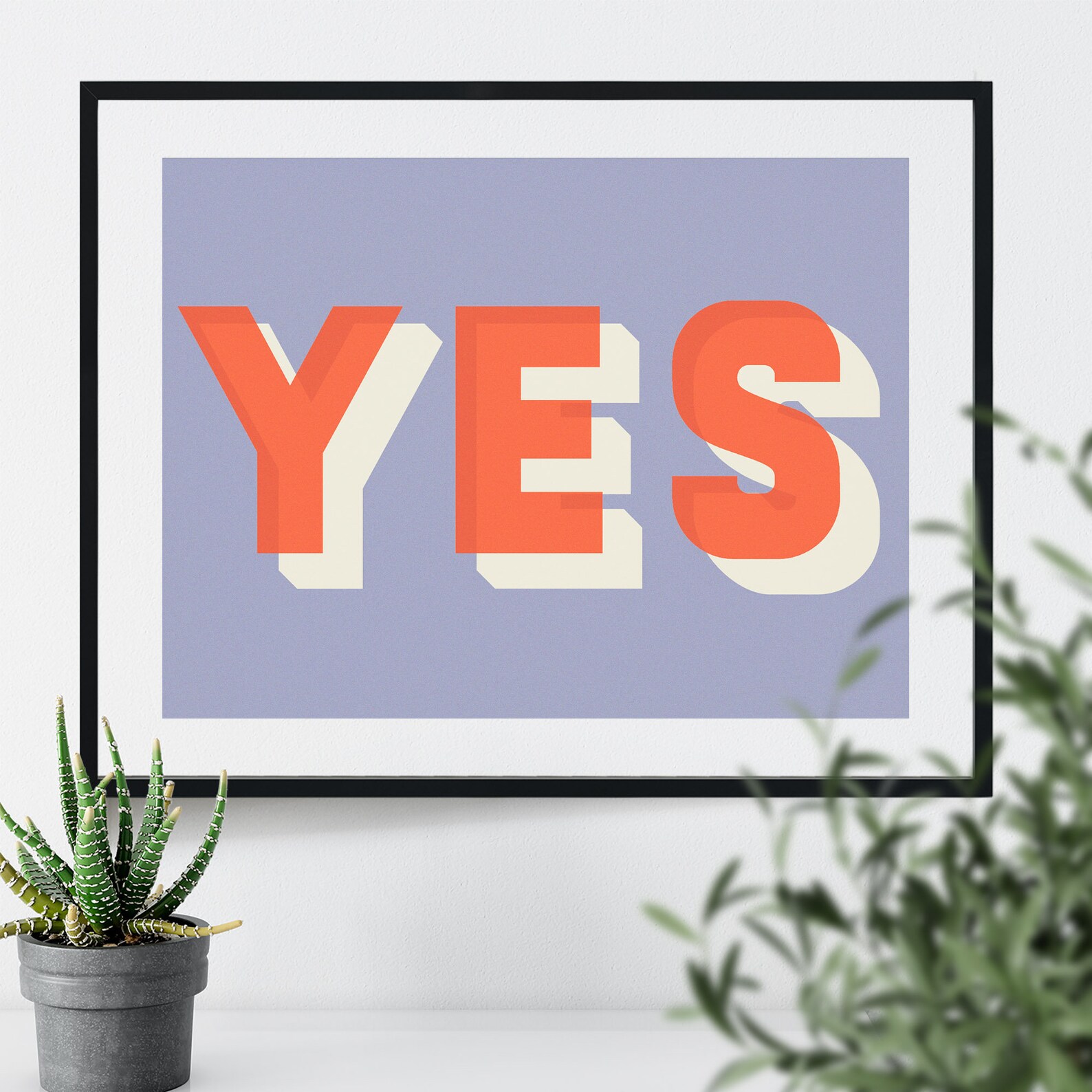 Bold Typographic Riso Print - Yes !! Motivational Word Art | Colourful ...