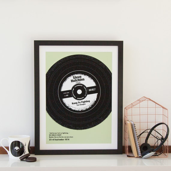 Retro Number One Vinyl Record Personalised Print. | Etsy
