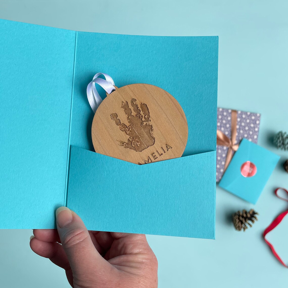 Personalised Hand Print Christmas Tree Bauble.|hygge Scandi - Etsy