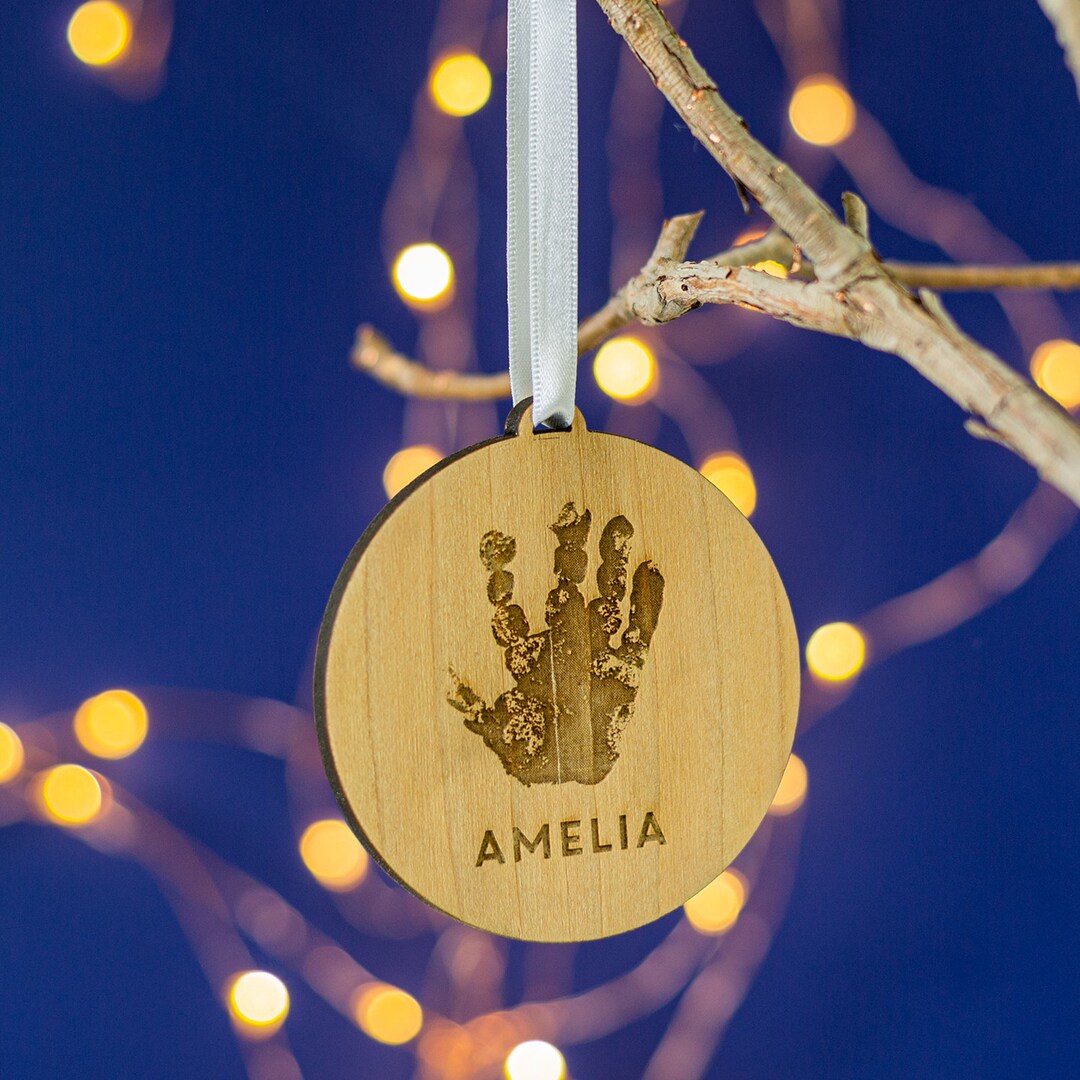 Personalised Hand Print Christmas Tree Bauble.|hygge Scandi - Etsy