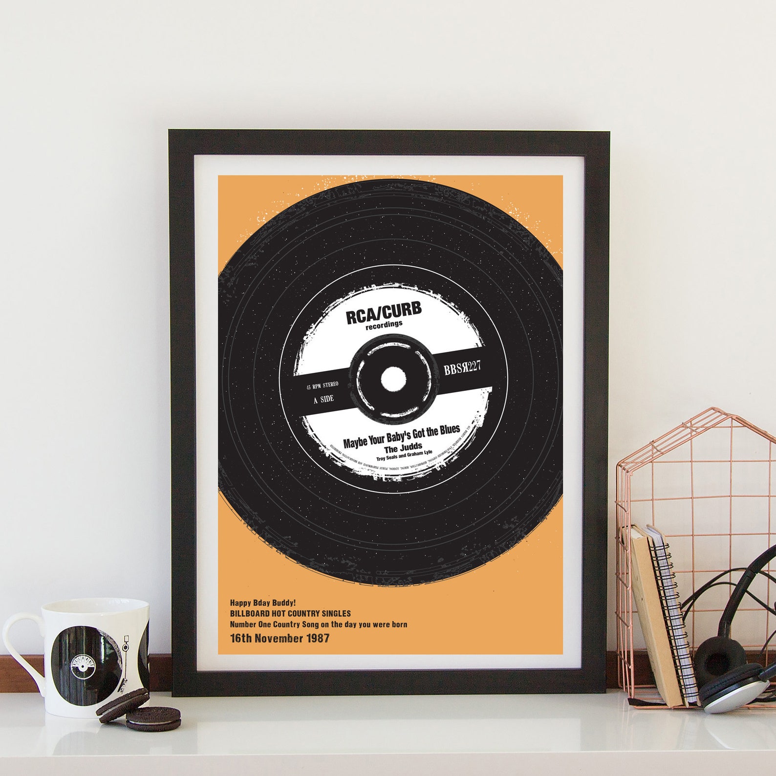 Retro Number One Vinyl Record Personalised Print. - Etsy