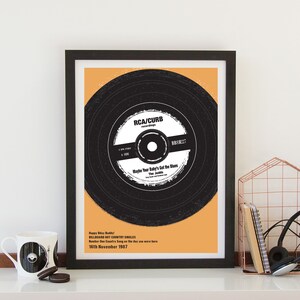 Retro Number One Vinyl Record Personalised Print. - Etsy