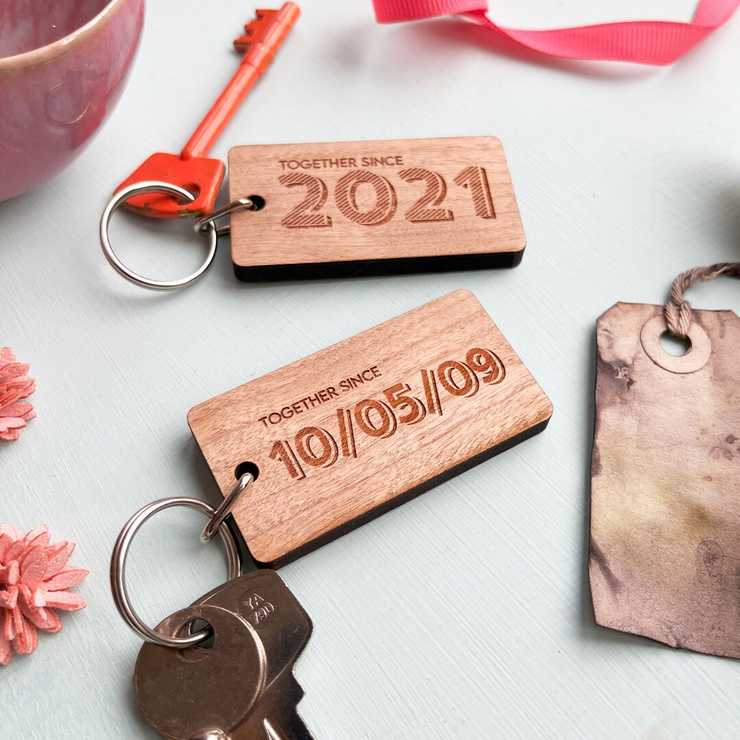 Couples Together Since Anniversary Wooden Keyring|valentine's Day Gift ...