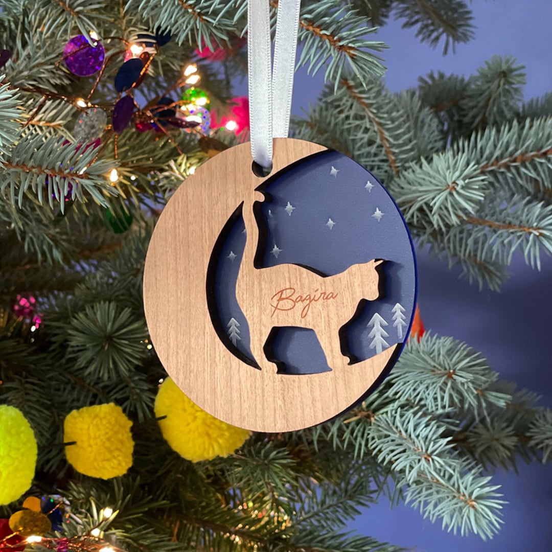 Starry Cat Personalised Christmas Decoration|wooden Tree Decoration ...