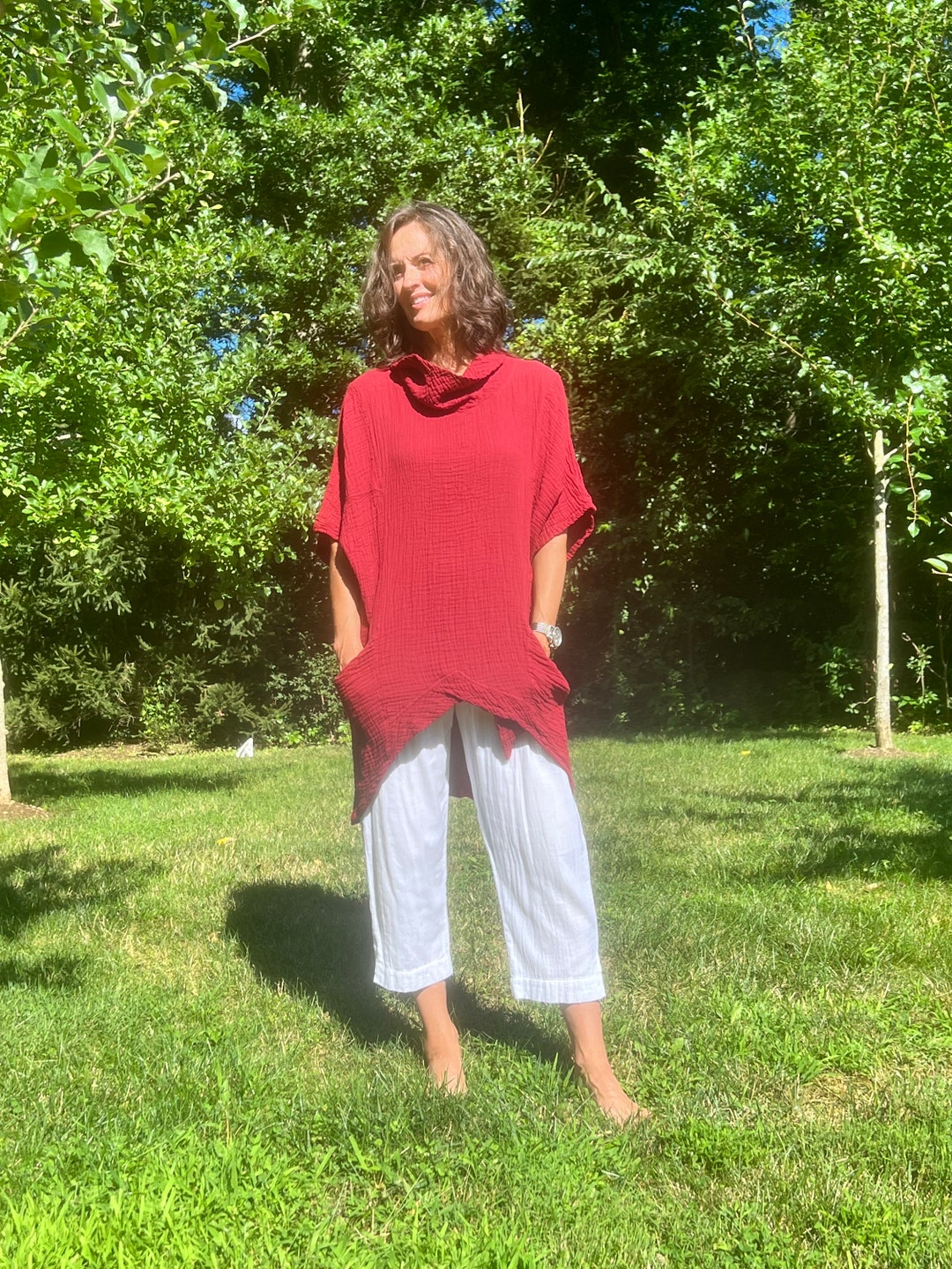 HONESTY COWL NECK Tunic 100% Cotton Natural Fibers Soft Comfy Top ...