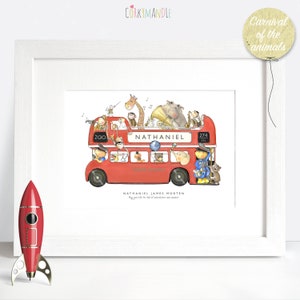 London Bus "all Aboard" - London Bus Nursery Print - Iconic London ...