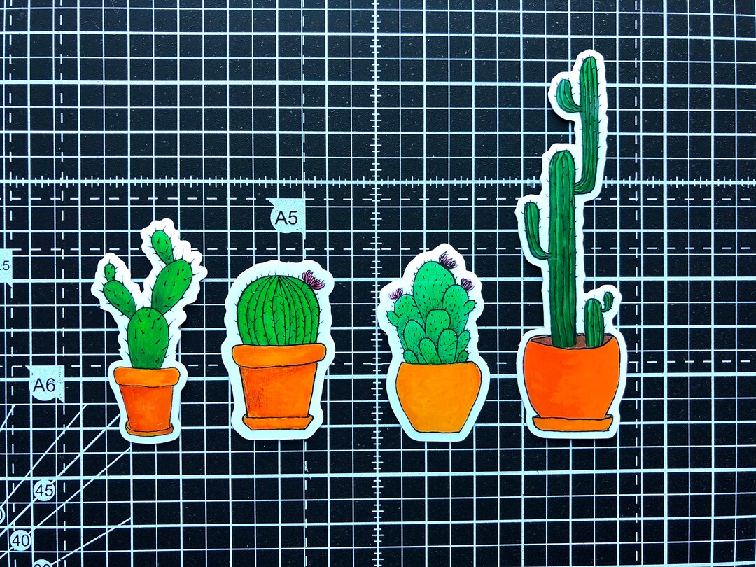Cactus Vinyl Stickers Set of 4 Colourful Stickers Vinyl - Etsy