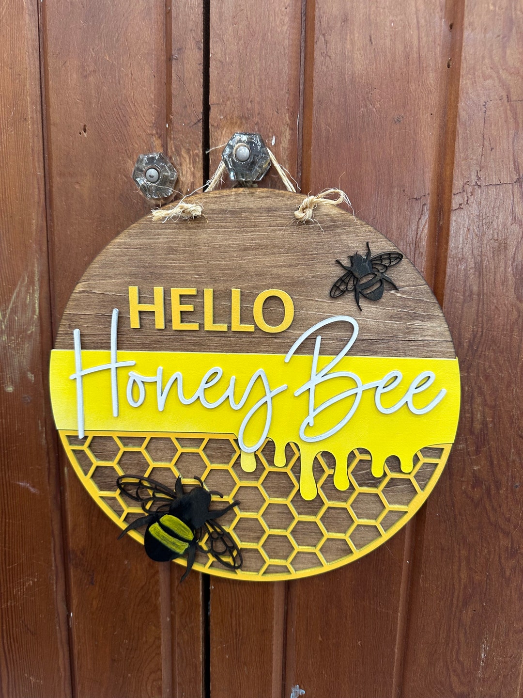 Hello Honey Bee Front Door Decor Front Door Wreath Welcome Sign Front ...