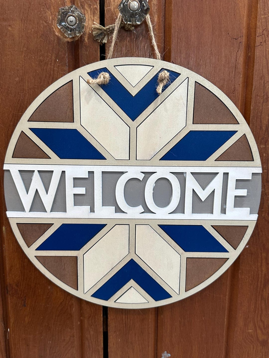Star Barn Quilt Welcome Door Hanger: Farmhouse Front Door Decor - Etsy
