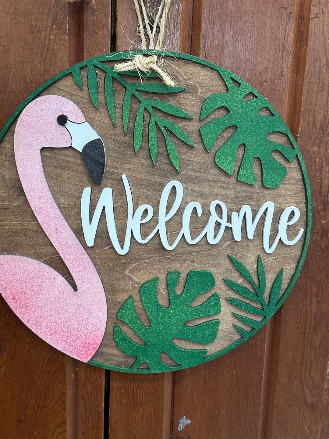 Flamingo Welcome Sign: Tropical Front Door Decor - Etsy
