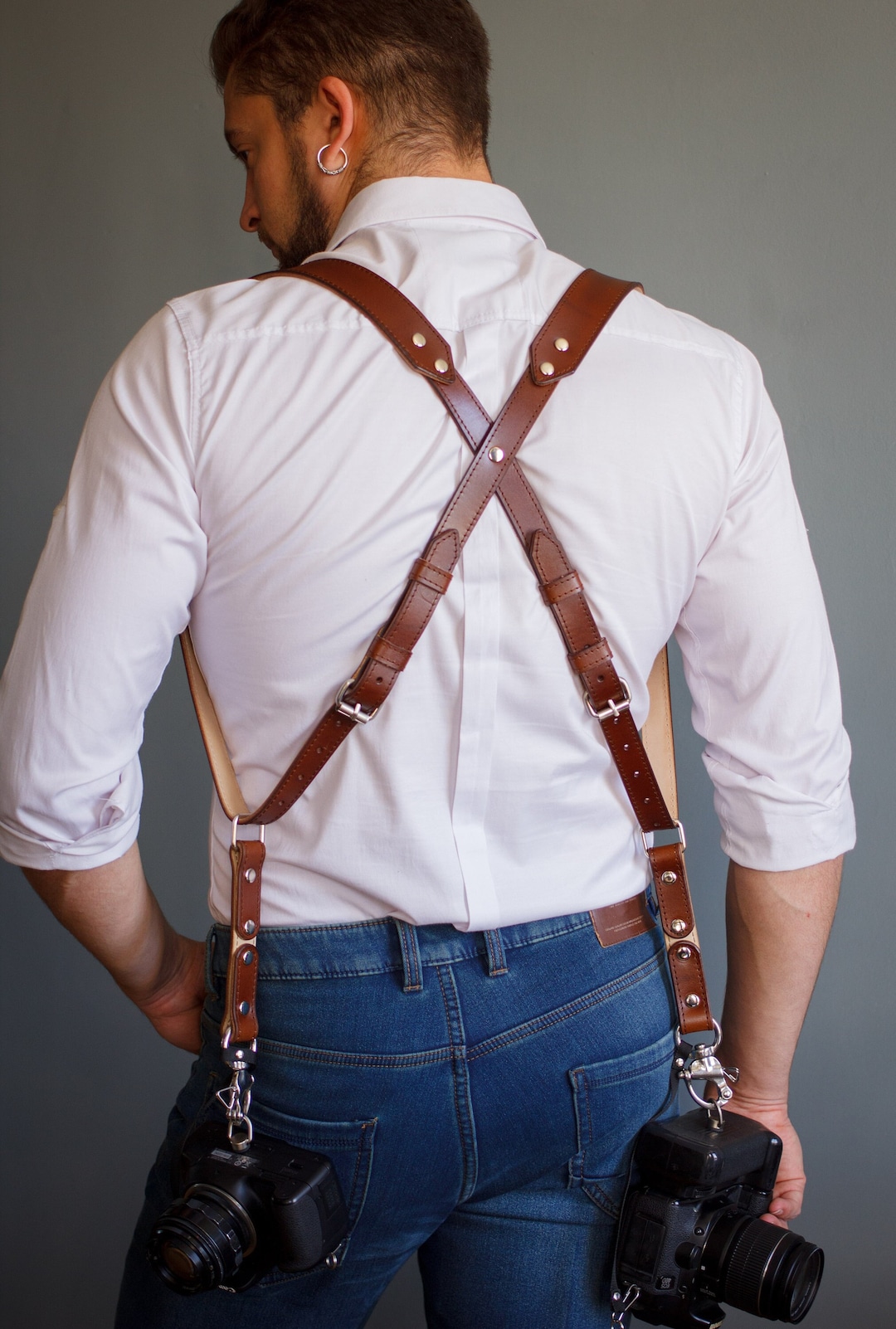 Dual Camera Harness, Leather Camera Strap, Dual Camera Strap, Two ...