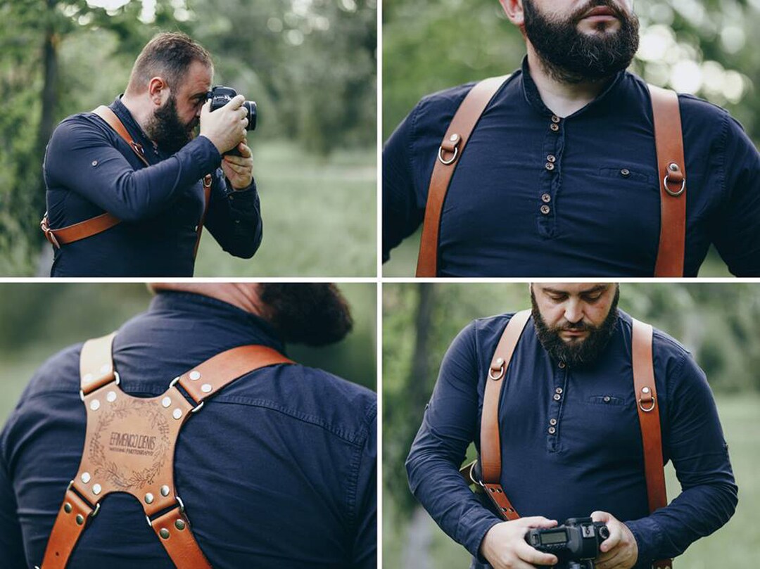 Personalized Dual Cameras Leather Strap, Multi Cameras Strap ...