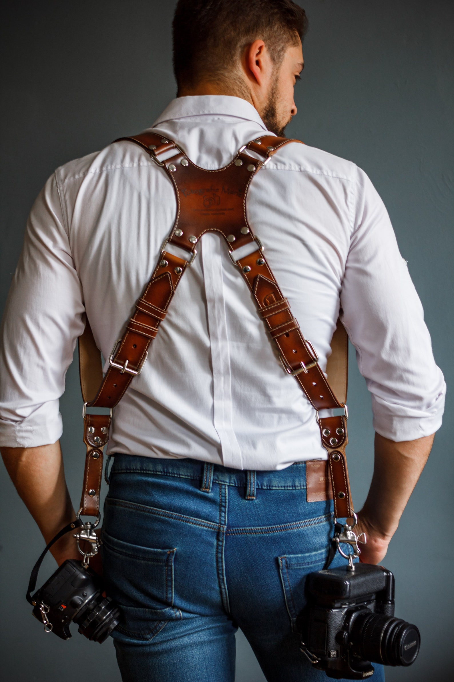 Personalized Dual Cameras Leather Strap Custom Camera Strap - Etsy