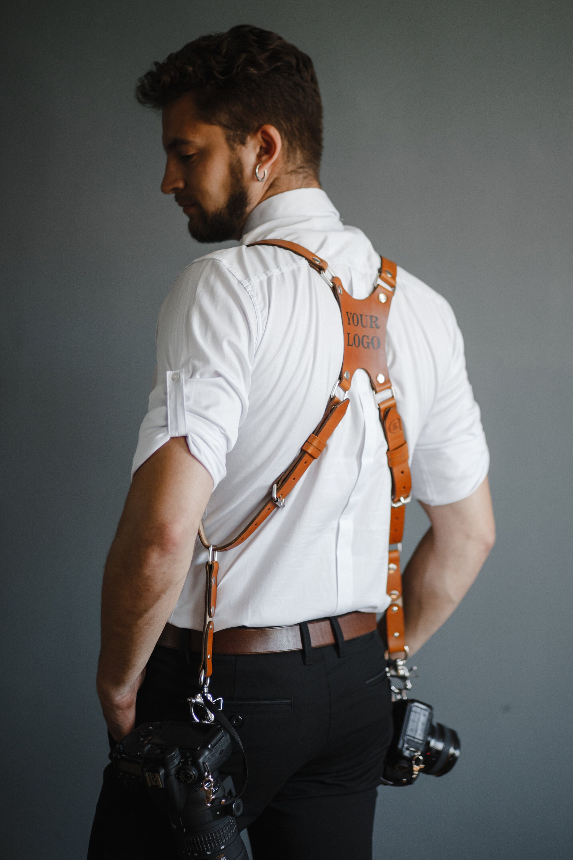 Leather Camera Harness With Your Logo Dual Camera Strap | Etsy