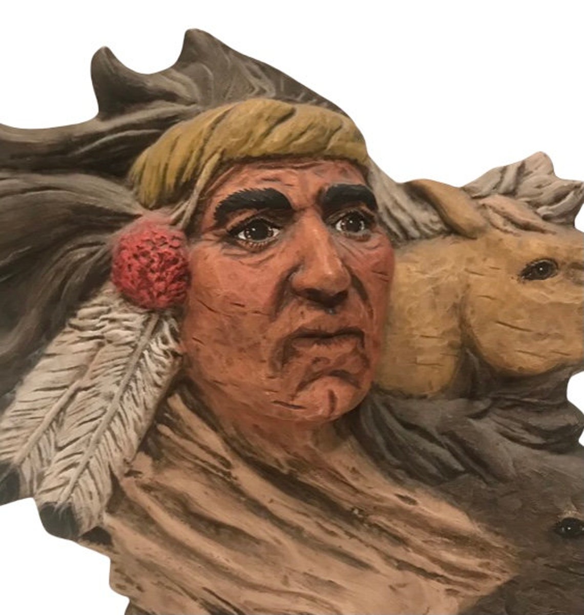 Native American Hand Painted Indian Ceramic Sculpture With - Etsy