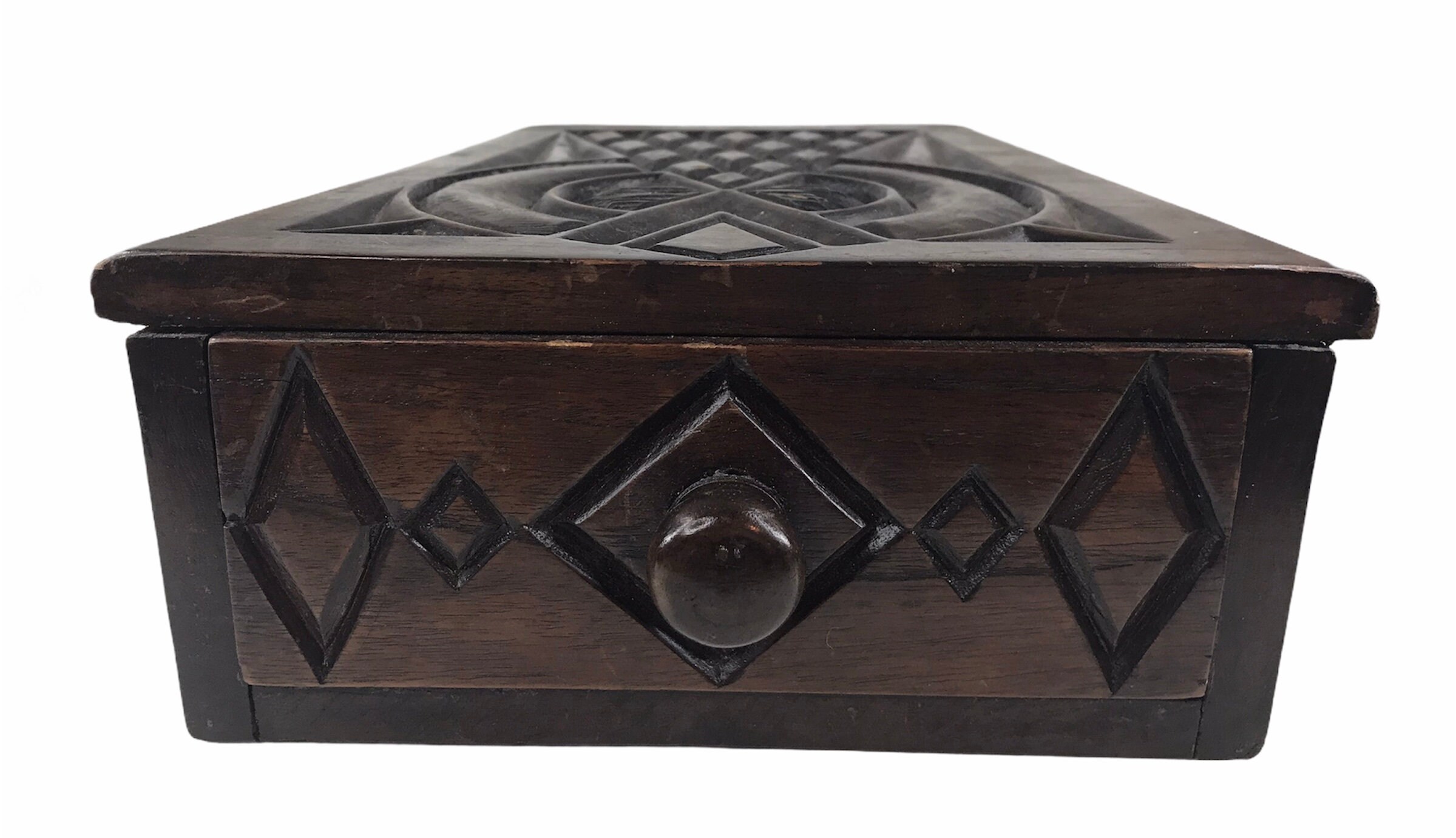 Antique Wood Carved Box Carved Design and Drawer - Etsy
