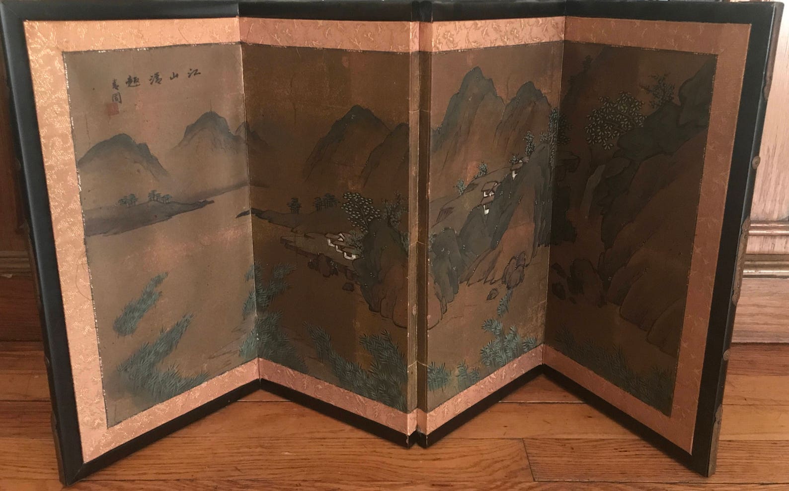 Japanese folding panel/divider artwork signed | Etsy