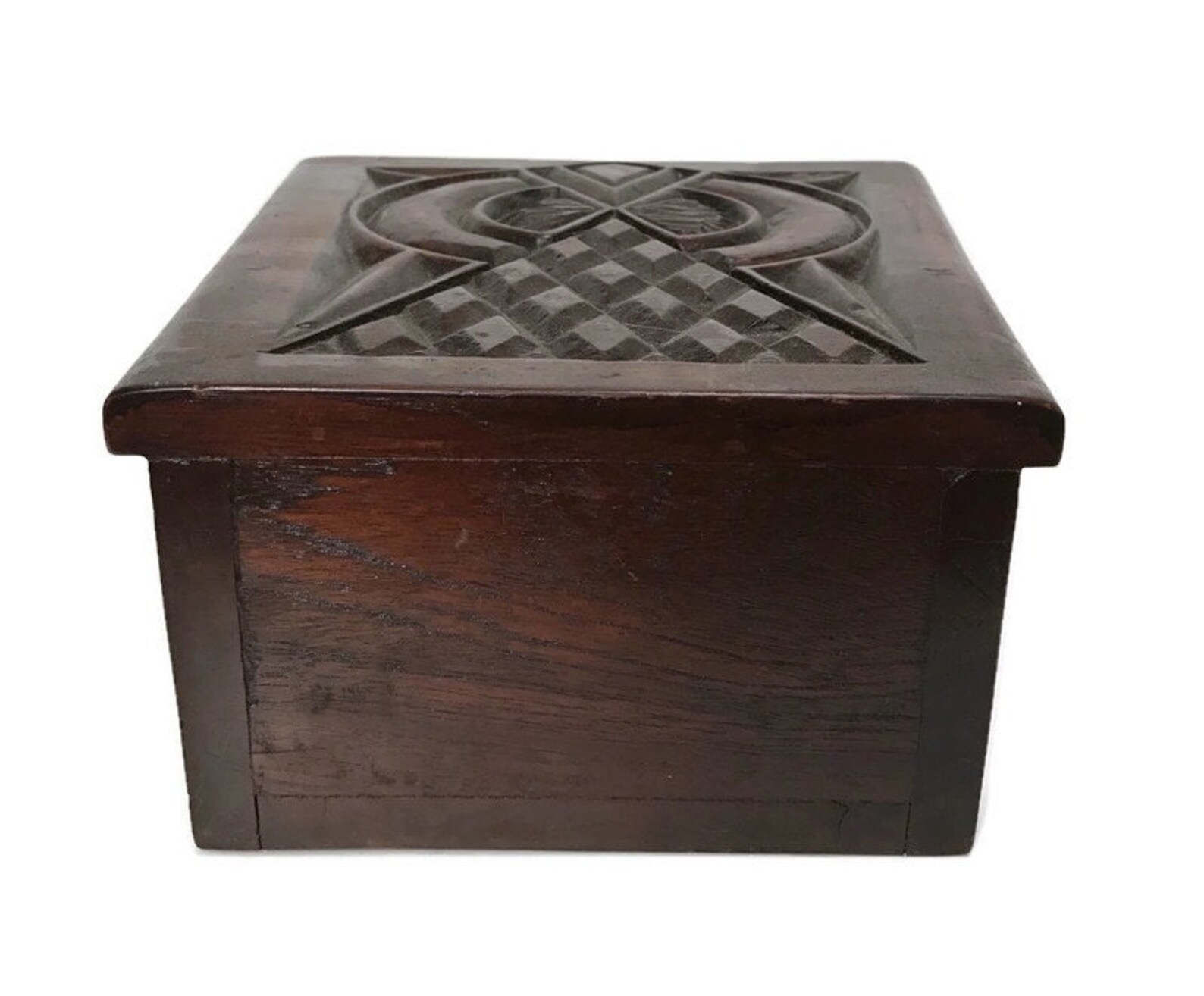 Antique Wood Carved Box Carved Design and Drawer - Etsy