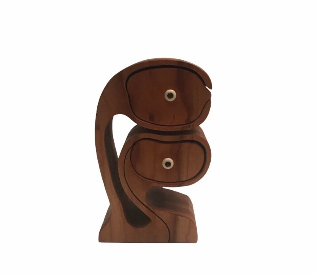 Vintage Wood Carved Unique Shaped Jewelry/trinket Container - Etsy