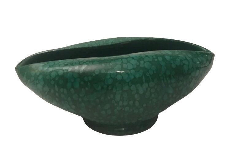 Vintage Italian Pottery Pinch Bowl Dark Teal Green With | Etsy