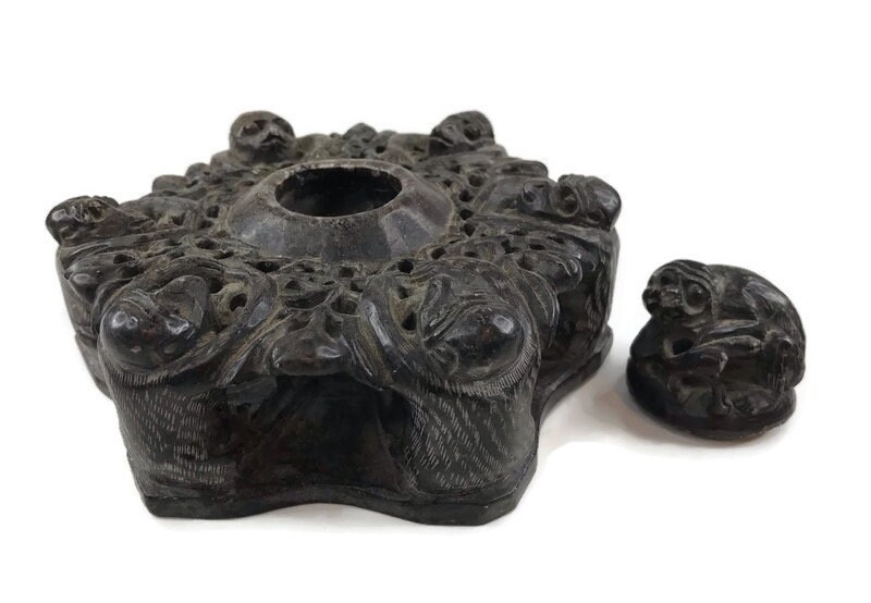 Chinese 19th Century Ebony Stone Carved Monkey Inkwell Marked - Etsy