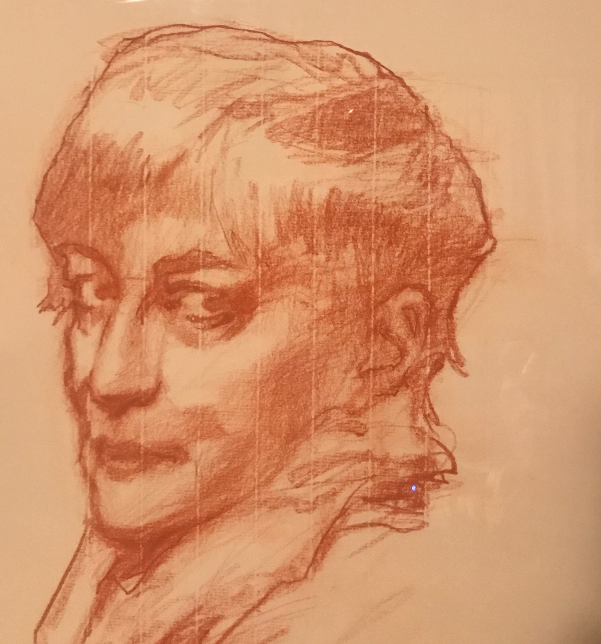 Conte Crayon/chalk Sketch of Bust Signed Lower Right | Etsy