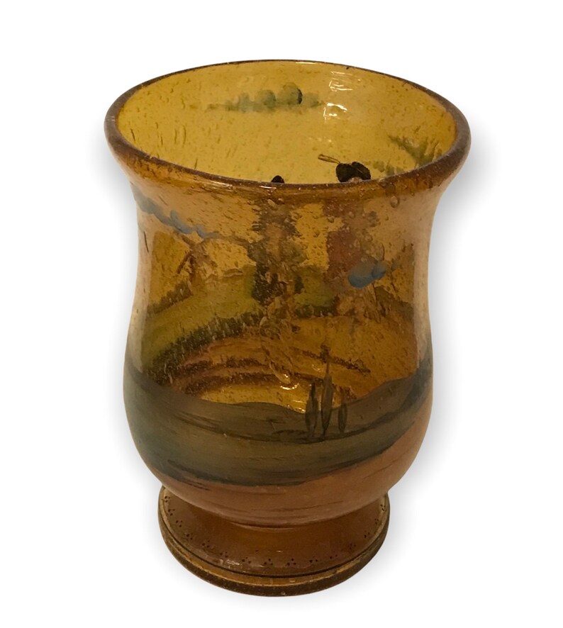 Antique Glass Vase Julius Muhlhaus With Painted Scene | Etsy