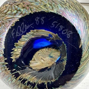 Vintage Stephen Fellerman Small Art Glass Vase Signed Numbered Dated ...