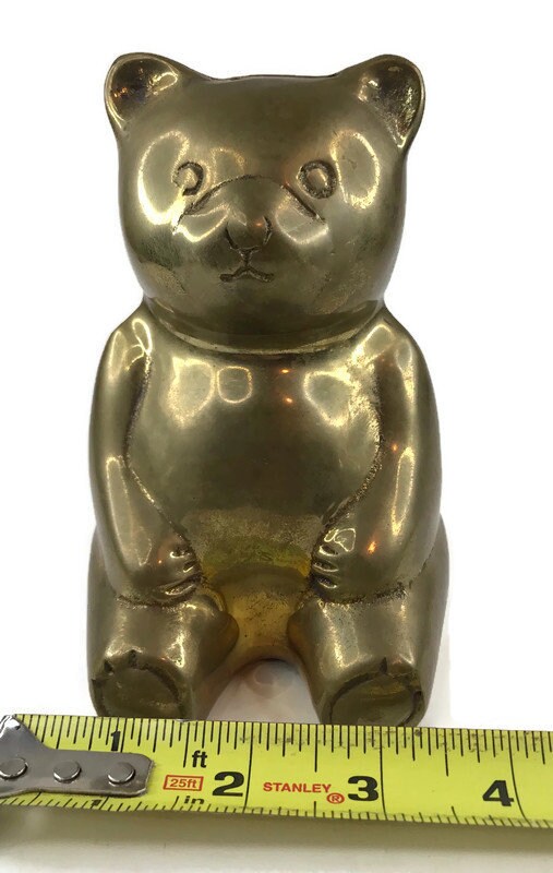 Vintage Solid Brass Teddy Bear Coin Bank | Etsy