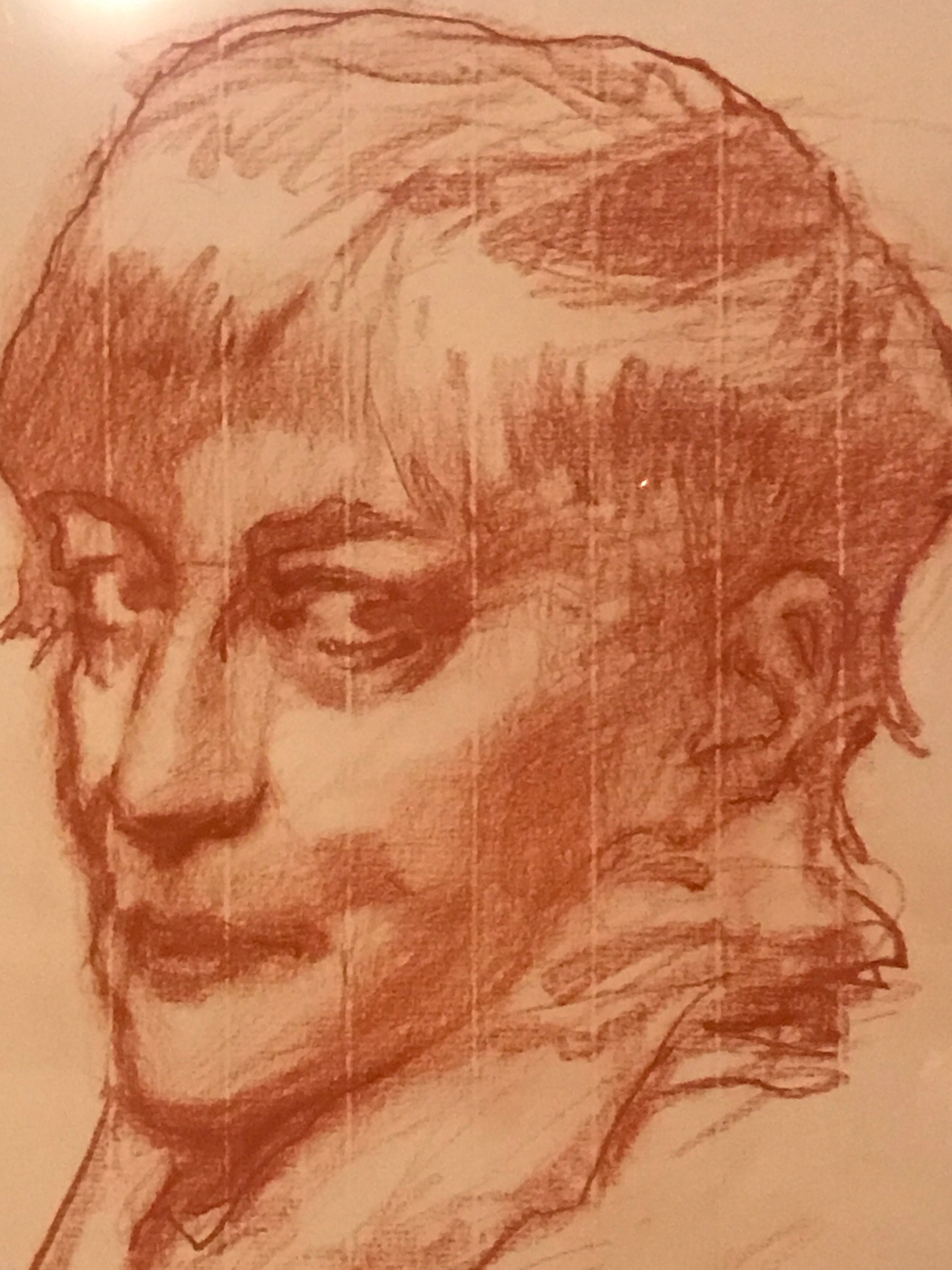 Conte Crayon/chalk Sketch of Bust Signed Lower Right | Etsy