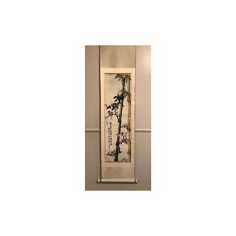 Shi Wenjun Bird Bamboo Sumi-e Ink Wash Scroll - Etsy