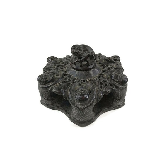 Chinese 19th Century Ebony Stone Carved Monkey Inkwell Marked | Etsy