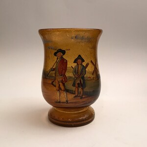 Antique Glass Vase Julius Muhlhaus with painted scene | Etsy