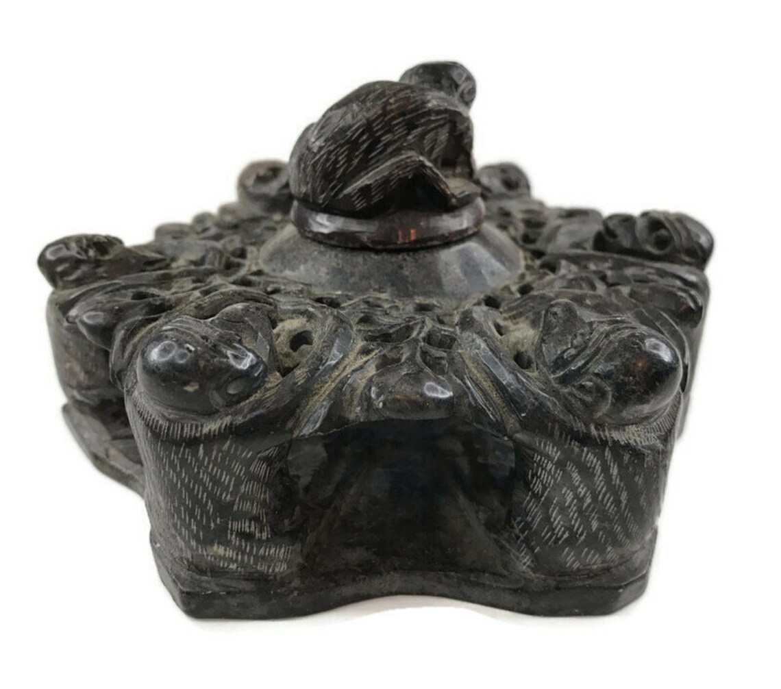 Chinese 19th Century Ebony Stone Carved Monkey Inkwell Marked - Etsy