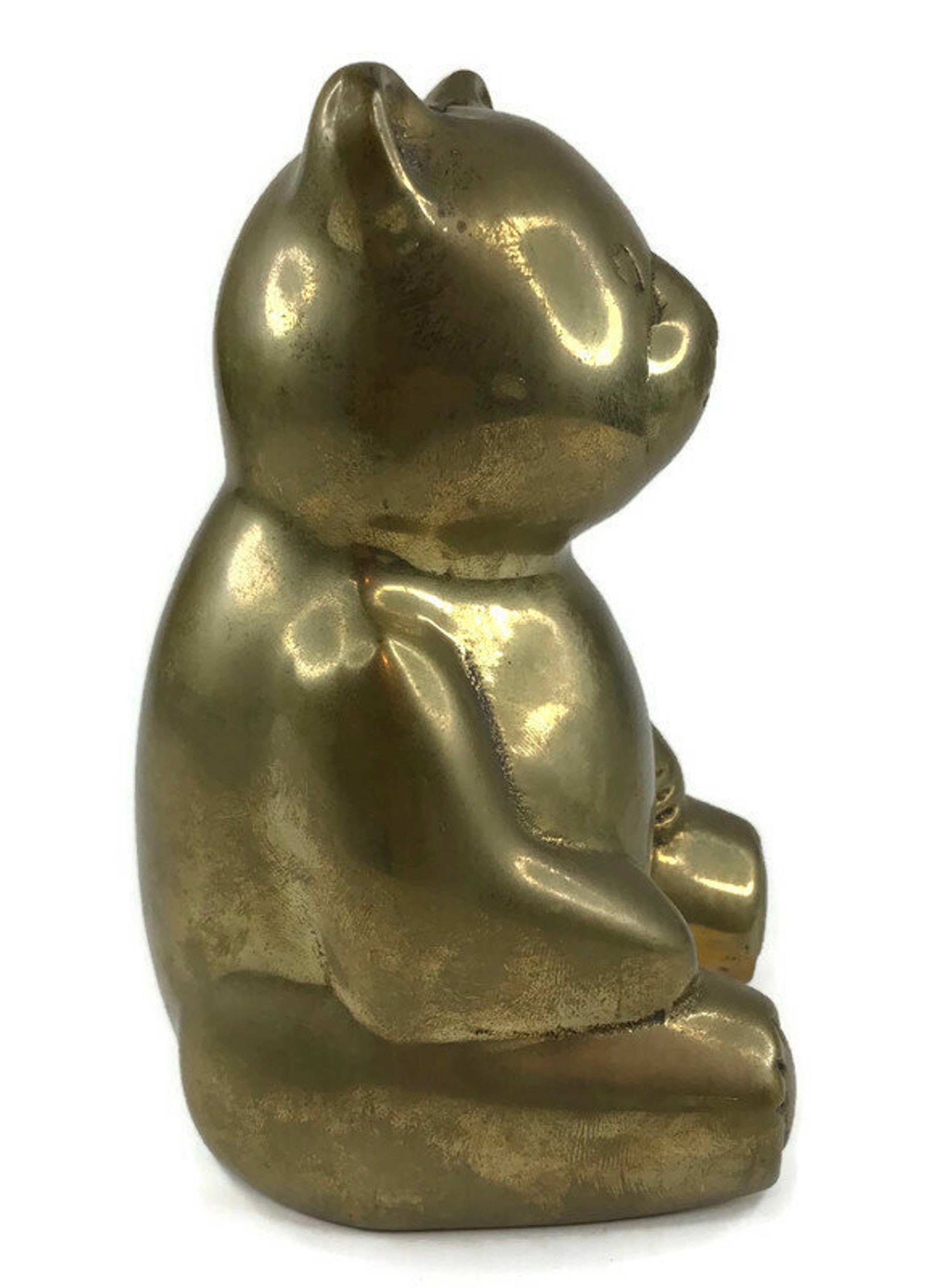 Vintage Solid Brass Teddy Bear Coin Bank | Etsy