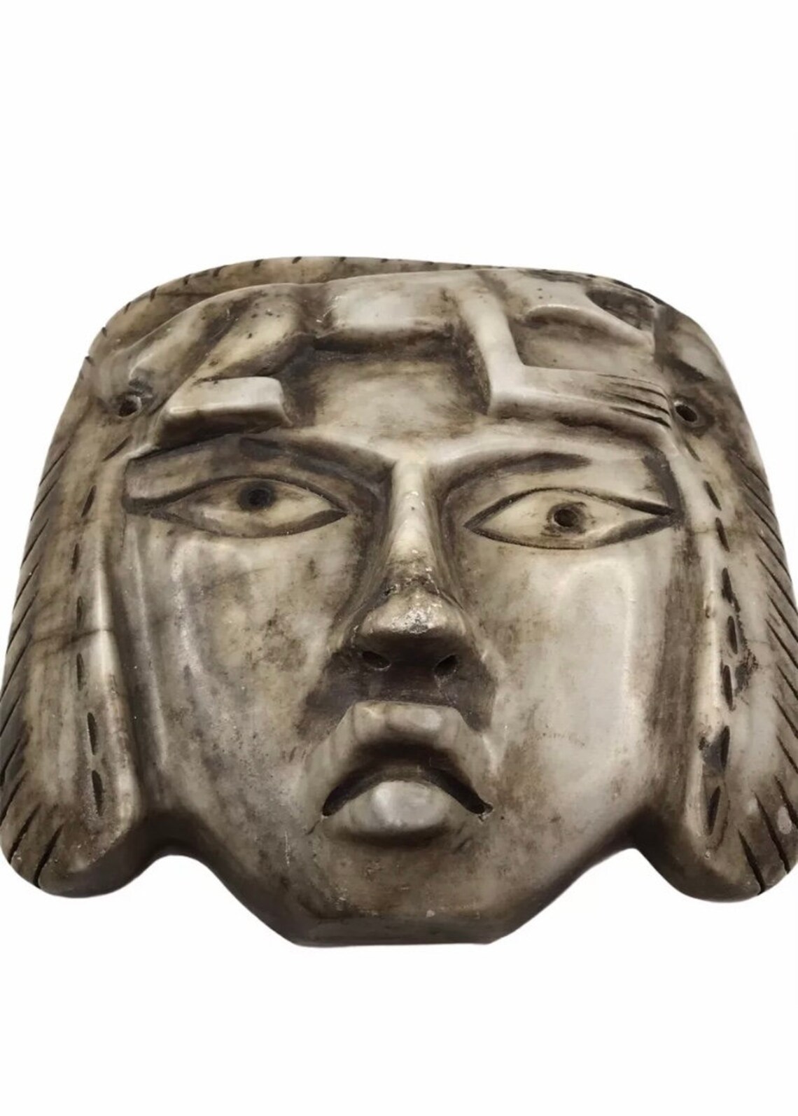 Mayan Aztec Carved Soapstone Face Sculpture Figure | Etsy
