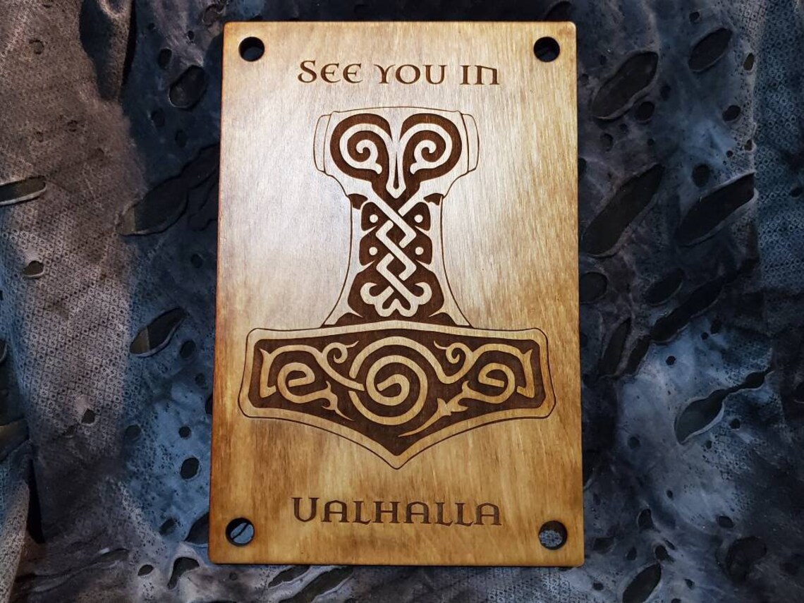 Valhalla Viking wall art Norse medieval engraved wood | Etsy