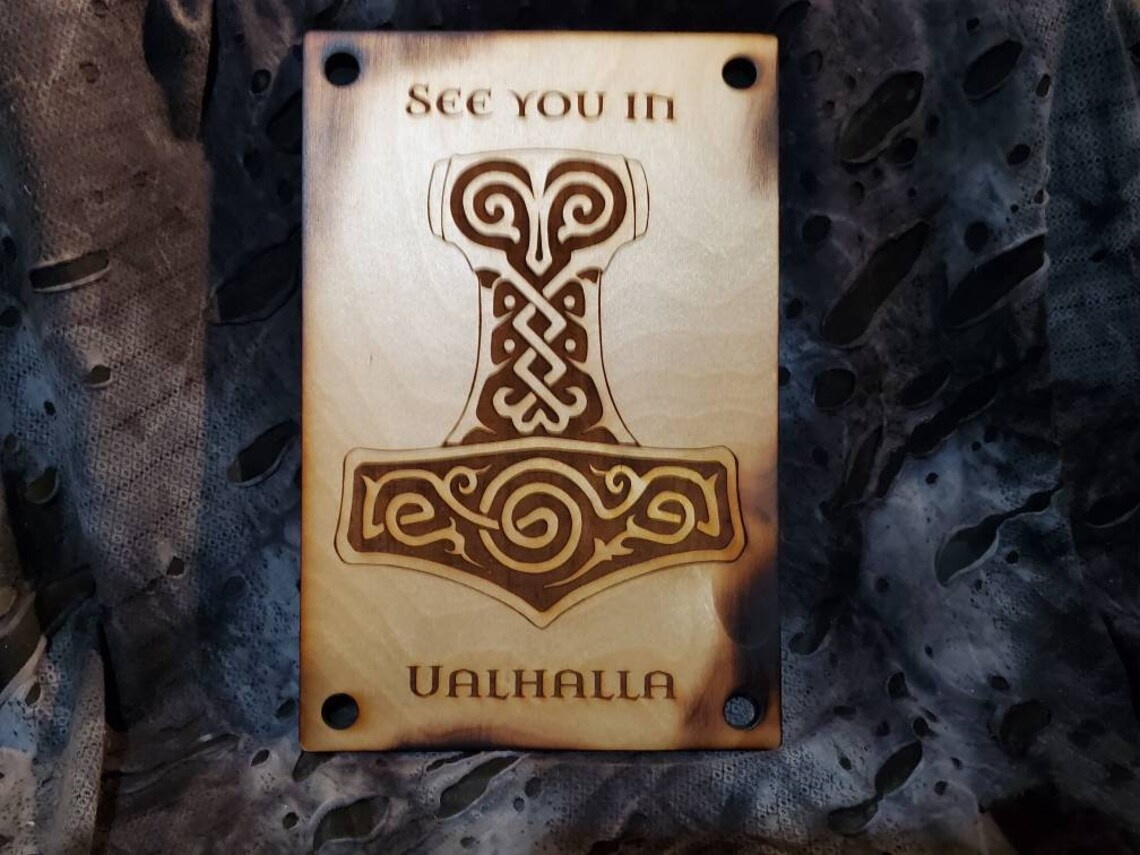 Valhalla Viking wall art Norse medieval engraved wood | Etsy