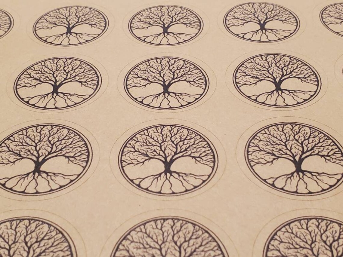 Stickers, Envelope Seals, Tree of Life Drawings, 1.5 Inch Round - Etsy