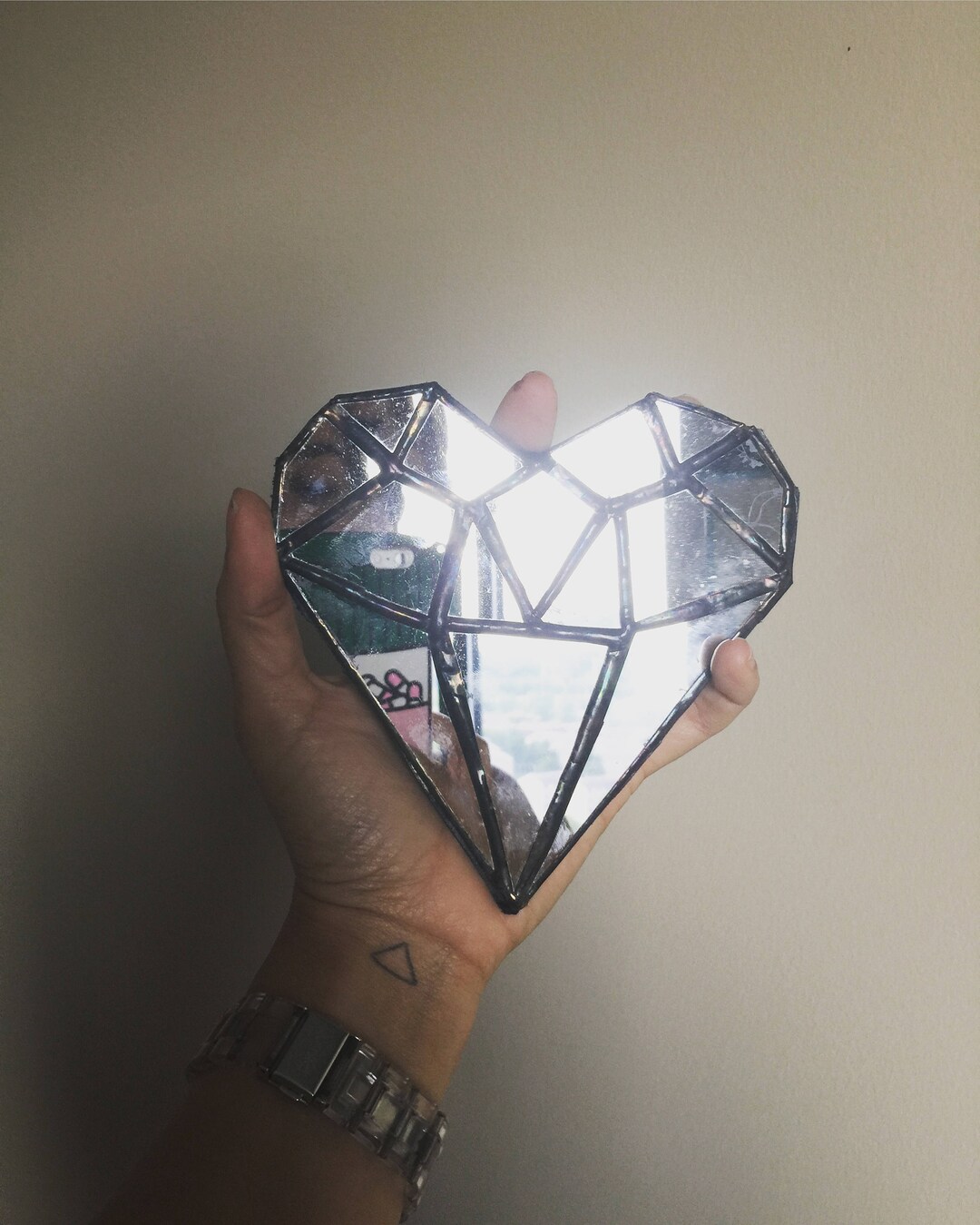 Stained Glass Mirror, Heart Shaped Decor, Mirror Cut, Crystal Romantic ...