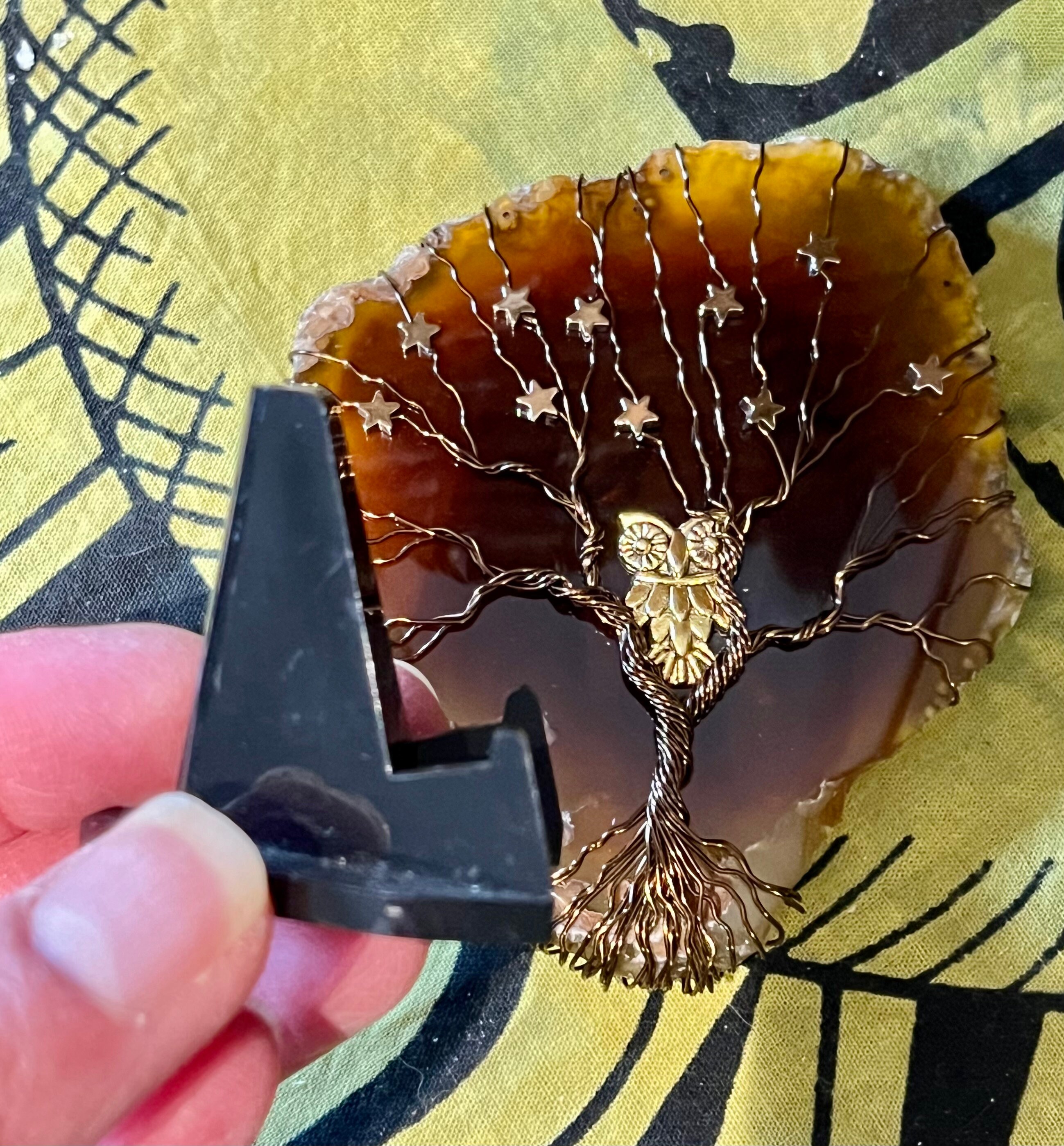 Fire Agate Tree of Life Display: Wire Wrapped Owl, Handmade Crystal - Etsy