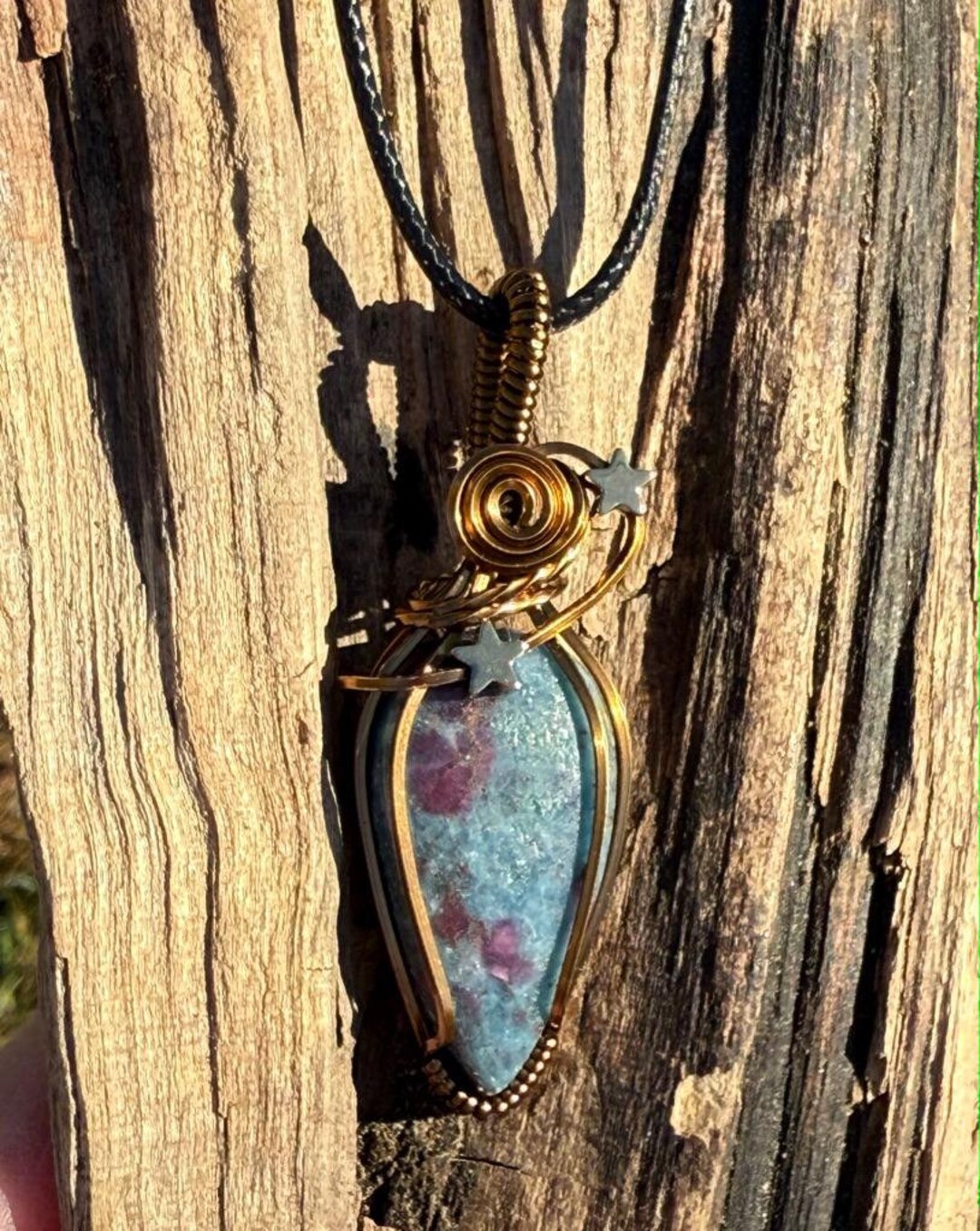 Handmade Ruby Kyanite Crystal Pendant: Wire Wrapped Copper Jewelry - Etsy