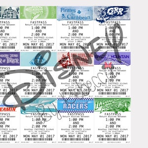 Custom Fastpasses, Digital Download, Fastpass Printable, Disneyland ...