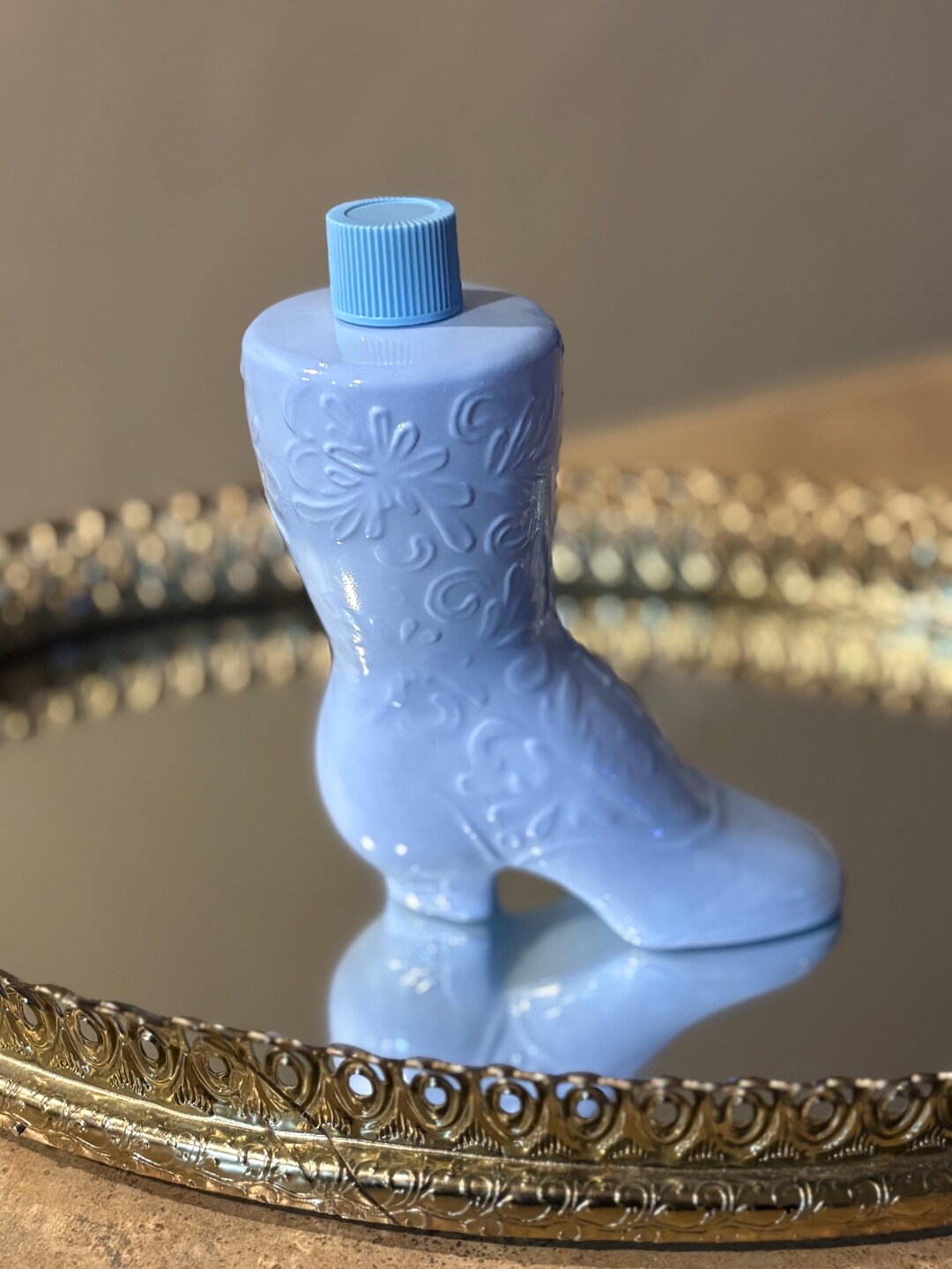 Vintage Avon Light Blue Glass Perfume Shaped Like a Victorian-style ...