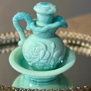Vintage Avon Victoriana Pitcher and Bowl Decanter Set in Jadeite Glass ...