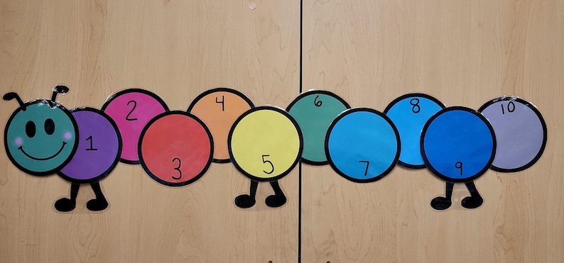 Happy Colorful Caterpillar Classroom Toddler Preschool Printable Decor ...