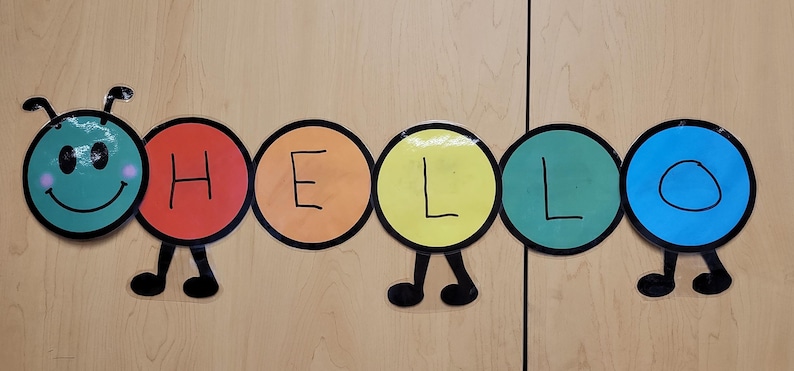 Happy Colorful Caterpillar Classroom Toddler Preschool Printable Decor ...