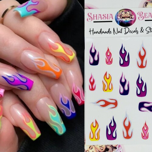 Neon Flame Fire Nail Sticker or Nail Decal Option/baddie Nails - Etsy