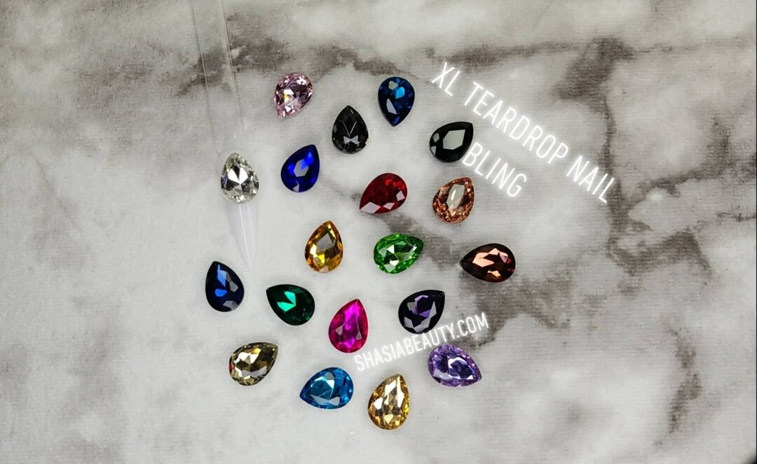XL 3D Glass Teardrop Rhinestones/ Nail Charms/big Bling/nail Art - Etsy