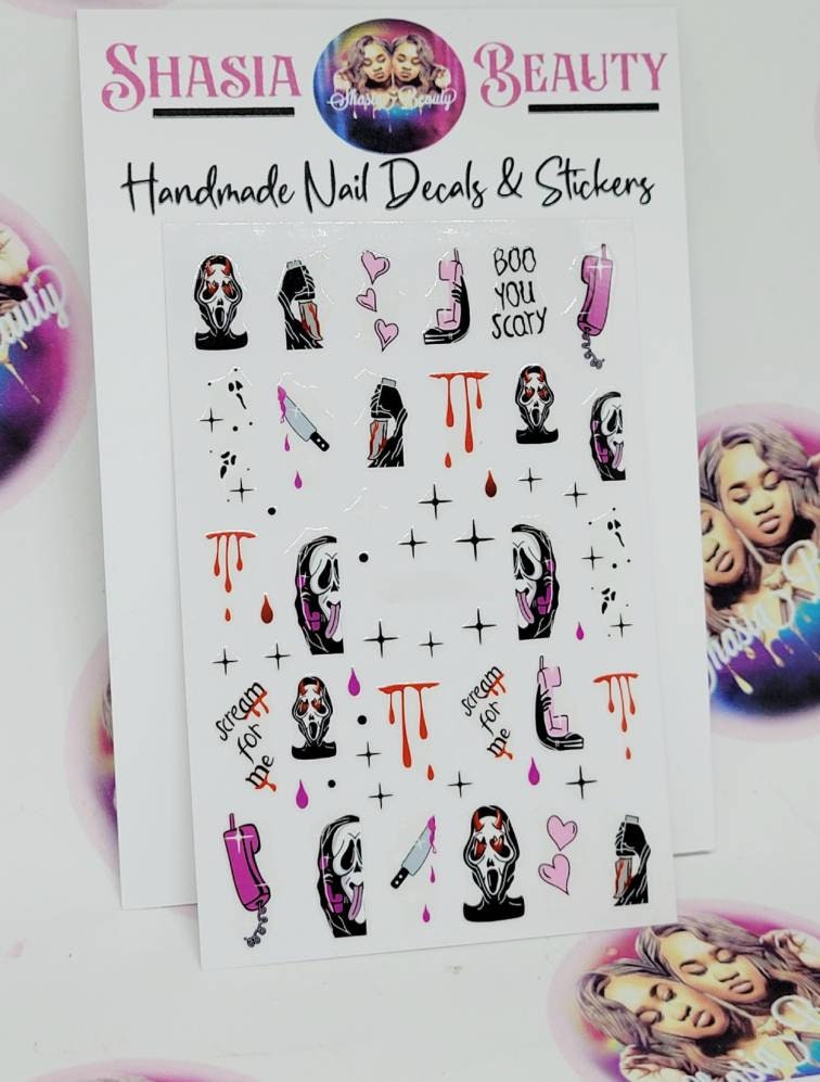 Ghostface Boo Nail Sticker or Nail Decal Optionpink Scream - Etsy